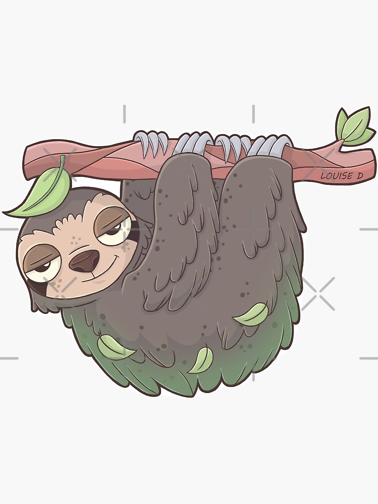 "Happy Chillin' Sloth" Sticker by BunnyBiscuit | Redbubble
