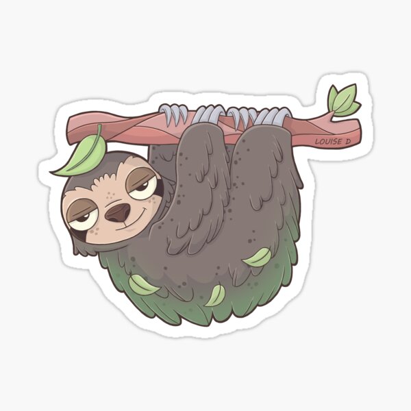 "Happy Chillin' Sloth" Sticker by BunnyBiscuit | Redbubble