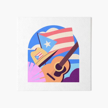 "Puerto Rico Flag Guitar Pava Boricua" Art Board Print by inkedtee ...