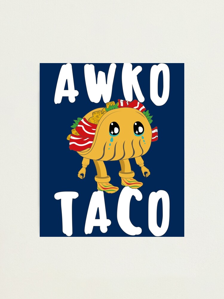 Lámina fotográfica «Awko taco - triste regalo de ilustración de taco kawaii para amante de la ...