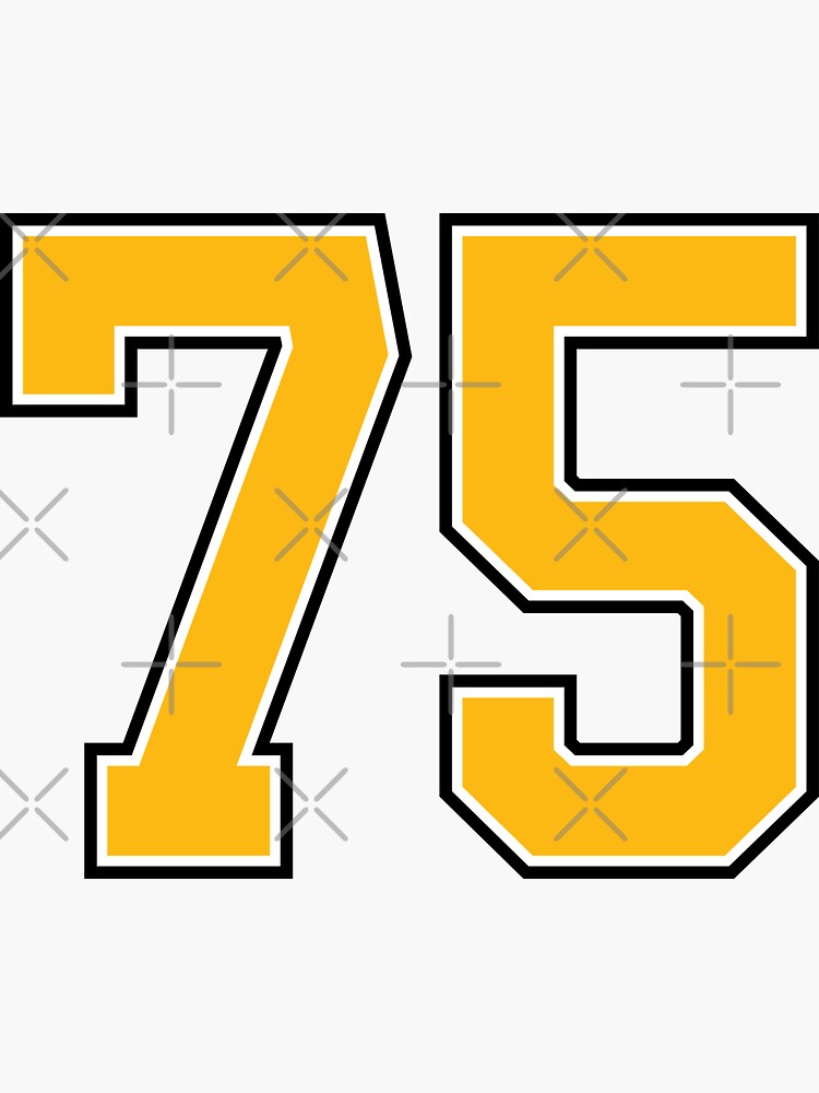"Yellow Number 75 lucky sports jersey seventy five" Sticker by ...