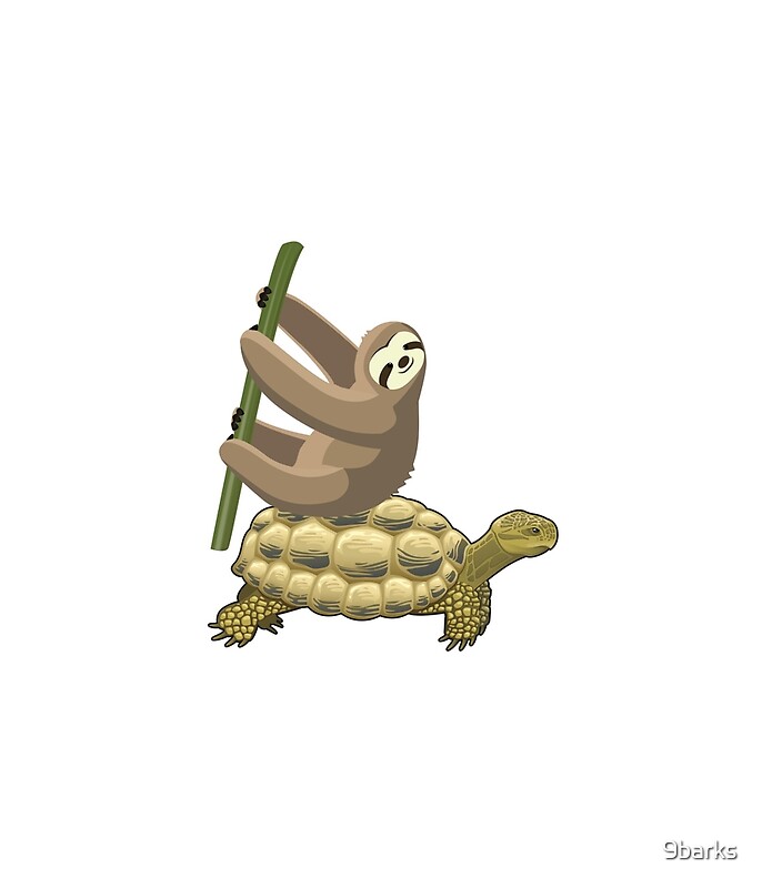 "Sloth Riding a Turtle" by 9barks | Redbubble