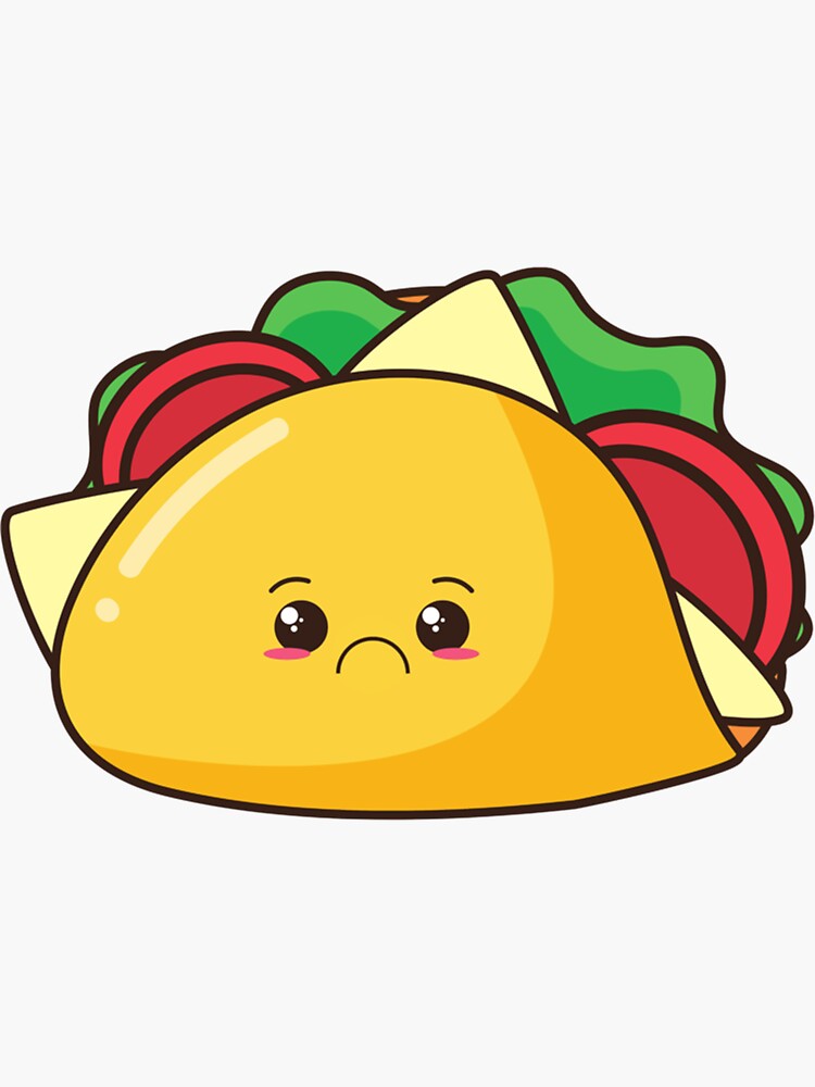 "Sad Kawaii Taco " Sticker by FatmaHeard | Redbubble