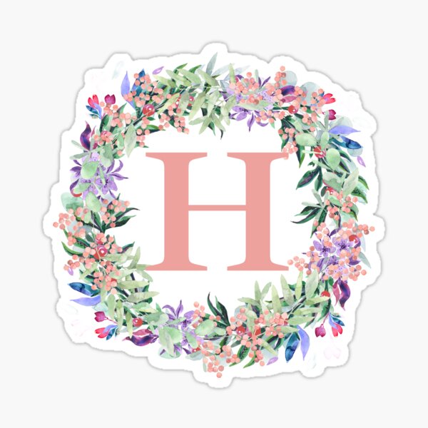 "Letter H Floral - Floral Monogram Alphabet Letters" Sticker by LamaraK ...