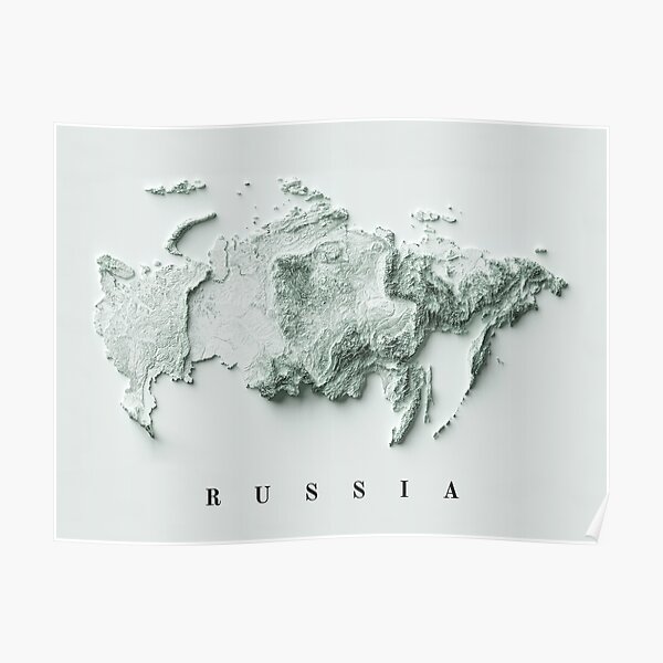 "Russia Relief Map 3D digitally-rendered" Poster for Sale by ...