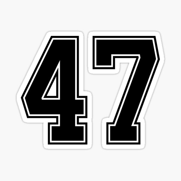 "Black Number 47 lucky sports jersey forty seven" Sticker by HeavyStyle ...