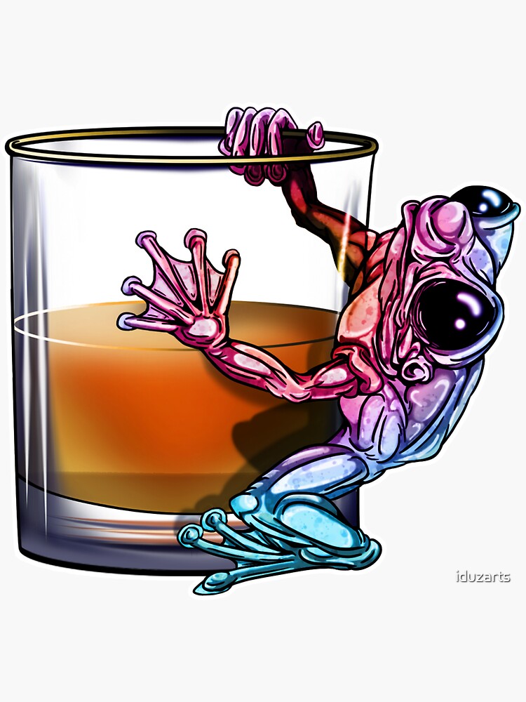 "Whiskey Frog Rainbow" Sticker by iduzarts | Redbubble