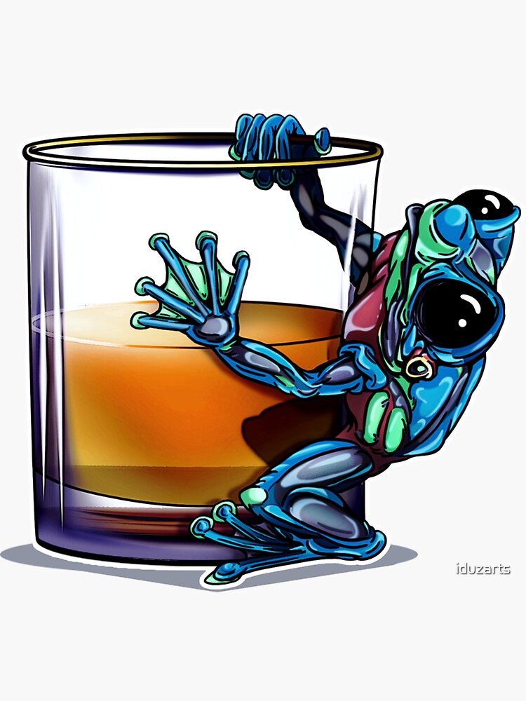"Whiskey Frog Blue" Sticker by iduzarts | Redbubble