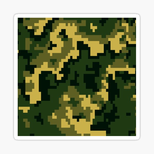 "Military green camo pixeled pattern minecraft style" Sticker by ...