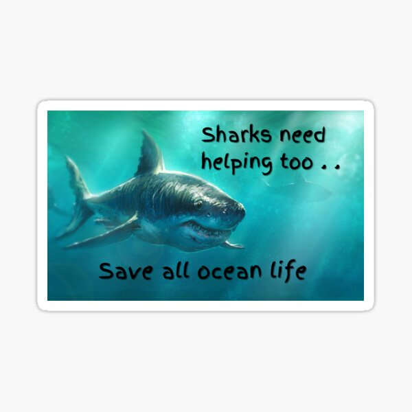 "Sharks need help too - recycle and protect the seas" Sticker by ...