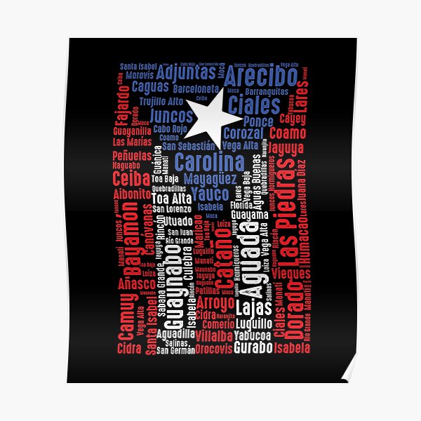 "Puerto Rico Flag Gift Patriotic Puerto Rican Cities Salsa" Poster by ...