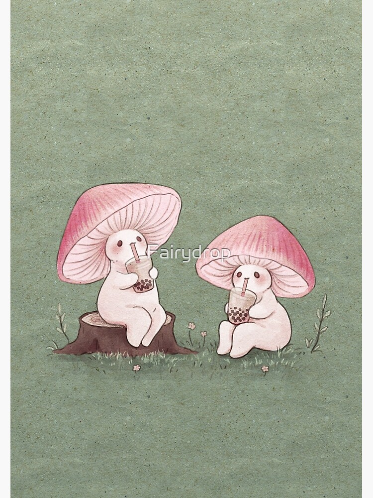 "Mycena Mushrooms with Boba Tea" Poster by Fairydrop | Redbubble