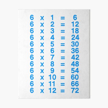 "6 X Table Six Times Table Learn Multiplication Tables for Kids - Blue ...