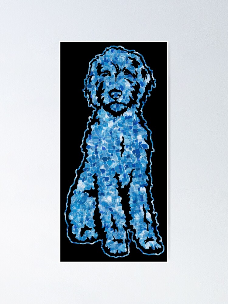 "Blue Mosaic Doodle Dog - Labradoodle, Goldendoodle, doods" Poster by ...