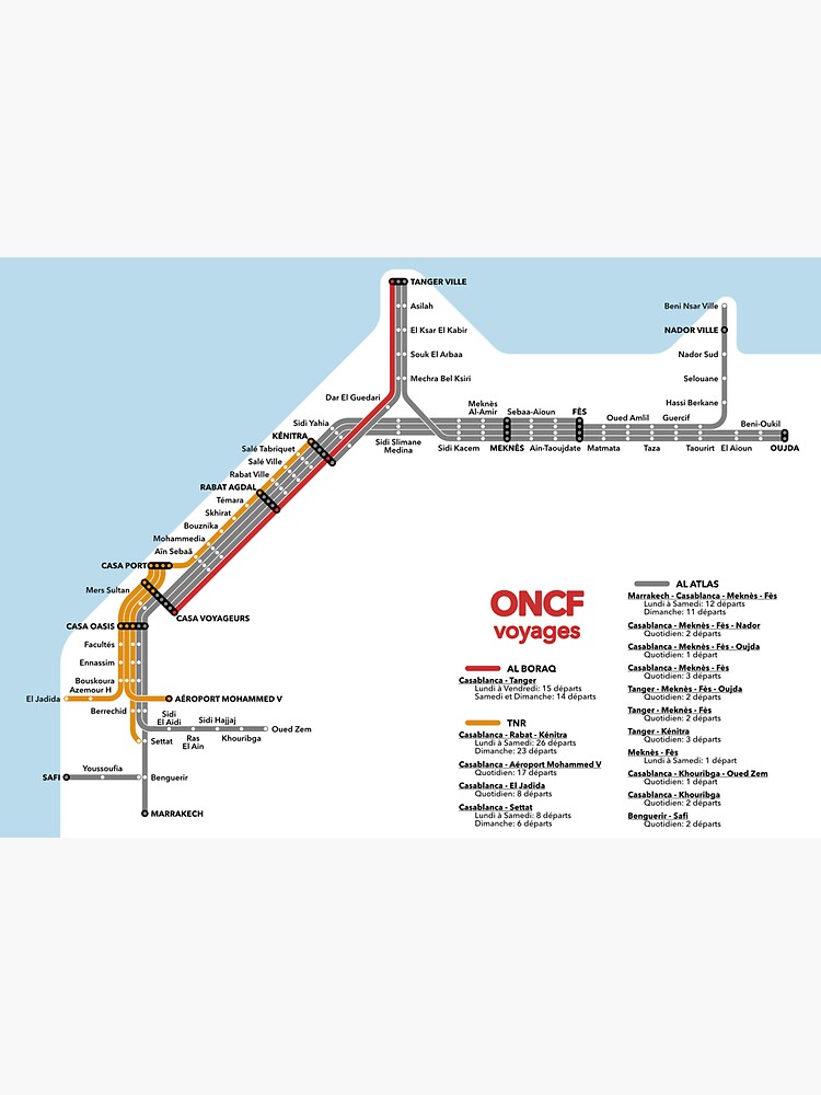 "Morocco ONCF Map" Sticker for Sale by thetransitgirl | Redbubble