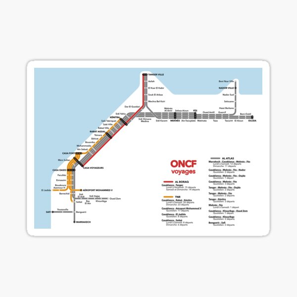 "Morocco ONCF Map" Sticker for Sale by thetransitgirl | Redbubble