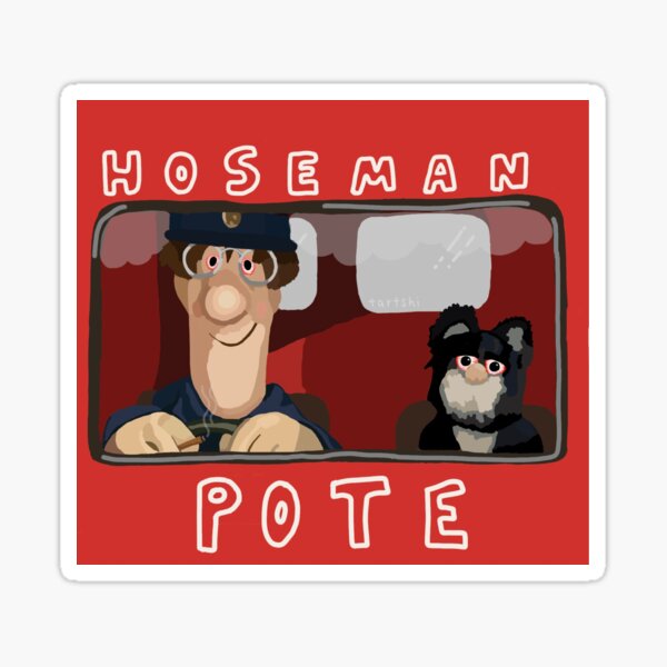"Hoseman Pote - postman pat and his cat" Sticker by tashisingleton ...