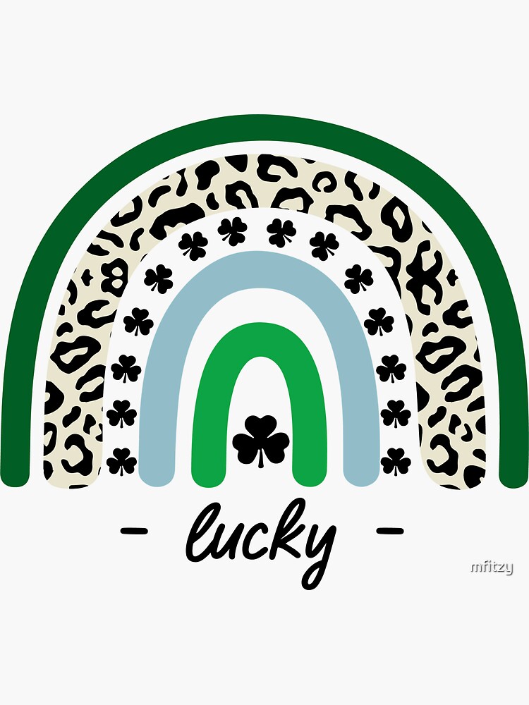 "Green Leopard Print Lucky Rainbow" Sticker by mfitzy | Redbubble