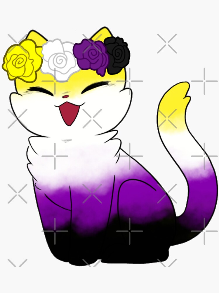 "Non-Binary Cat" Sticker by gaygloss | Redbubble