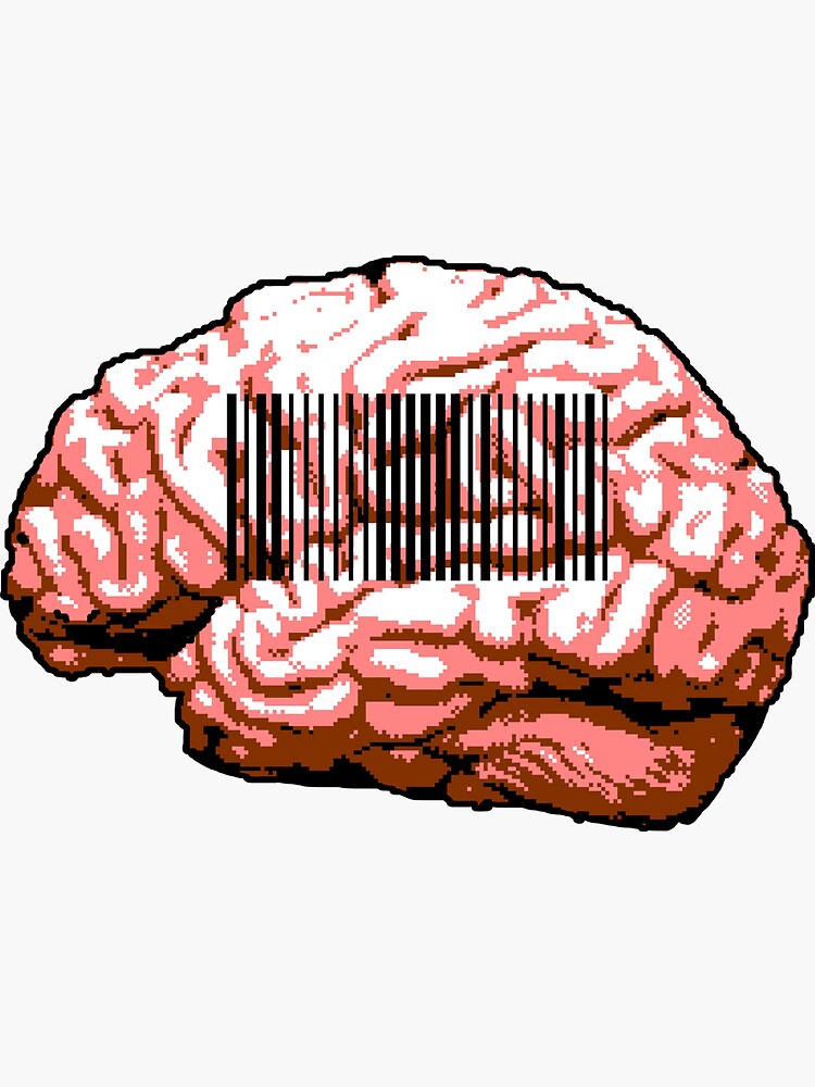 "Digital 8-bit Barcode Brain" Sticker for Sale by outkast-oasis | Redbubble