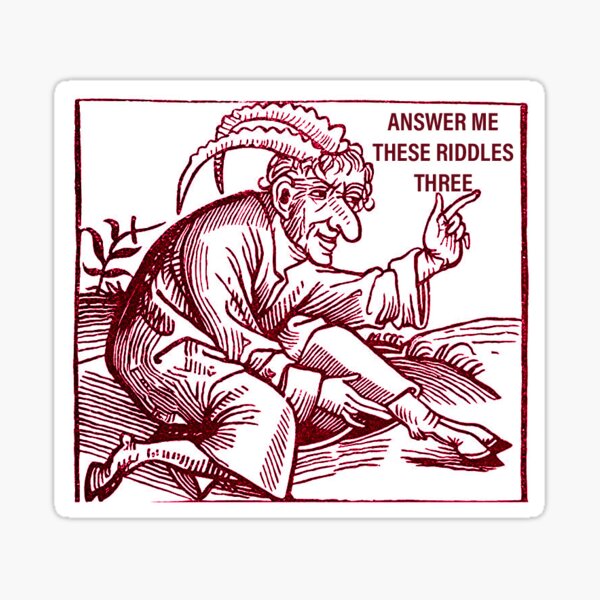 "Imp Answer Me These Riddles Three" Sticker by BurgerPunk | Redbubble