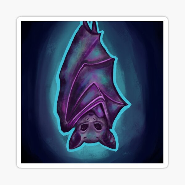"Bat in Blue" Sticker for Sale by acozynookart | Redbubble
