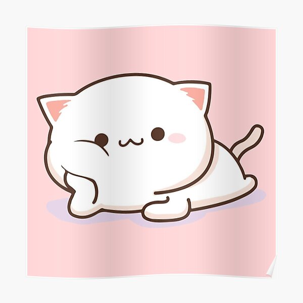 "Mochi Mochi Peach Cat cartoon" Poster by mika-milk | Redbubble