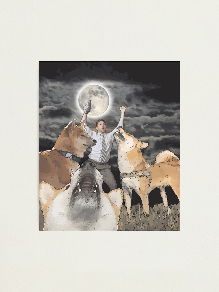 "Three doge moon - three wolf moon parody. When moon? 3 doge howling at the moon" Photographic ...