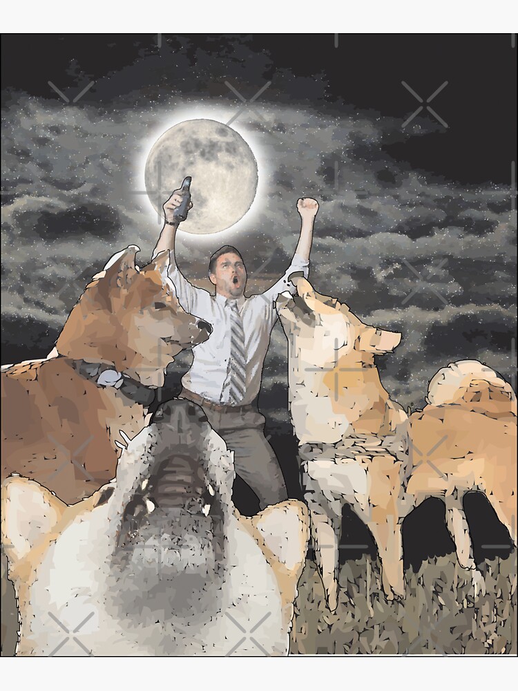 "Three doge moon - three wolf moon parody. When moon? 3 doge howling at the moon" Sticker by ...