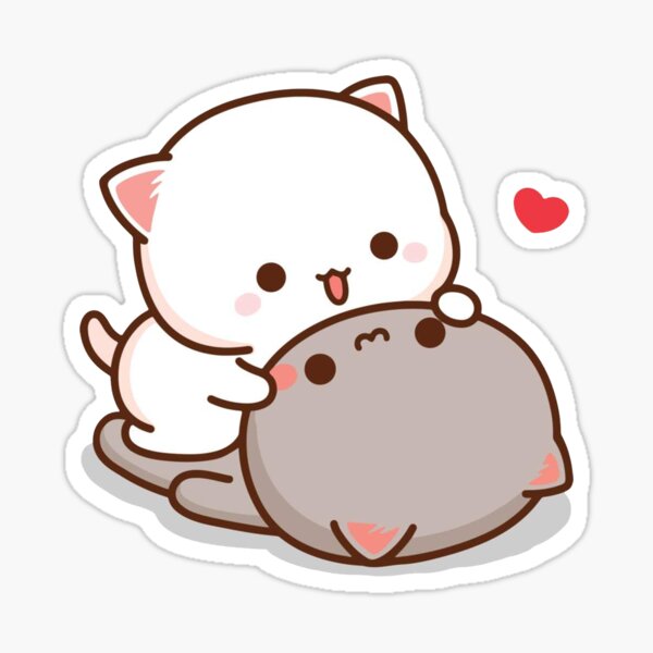 "Mochi Mochi Peach Cat cartoon" Sticker by mika-milk | Redbubble
