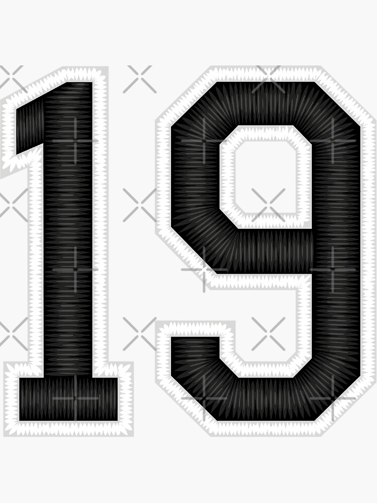 "19 Black Jersey Sports Number nineteen Football 19" Sticker by elhefe ...