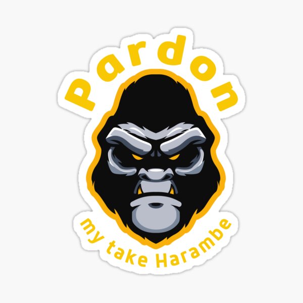 "Pardon my take Harambe, Gorilla face Classic" Sticker by Tarakulshop ...