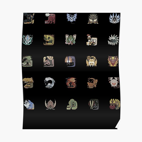 "Monster Hunter World Tiled Icons " Poster for Sale by provisilcuozzo5 ...