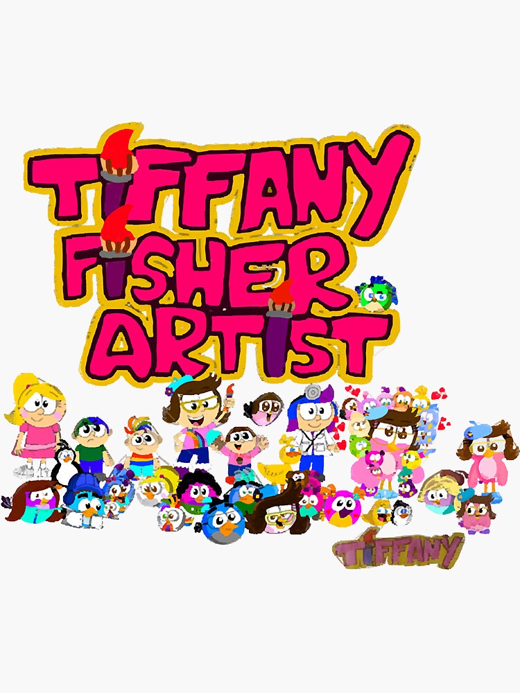 "Tiffany Fisher Artist Logo with Cartoons " Sticker by ihhman | Redbubble
