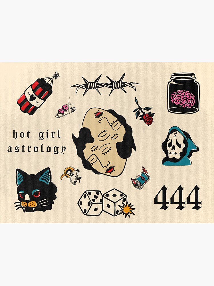 "Hot Girl Tattoo Flash" Sticker for Sale by ImABitGrumpy | Redbubble