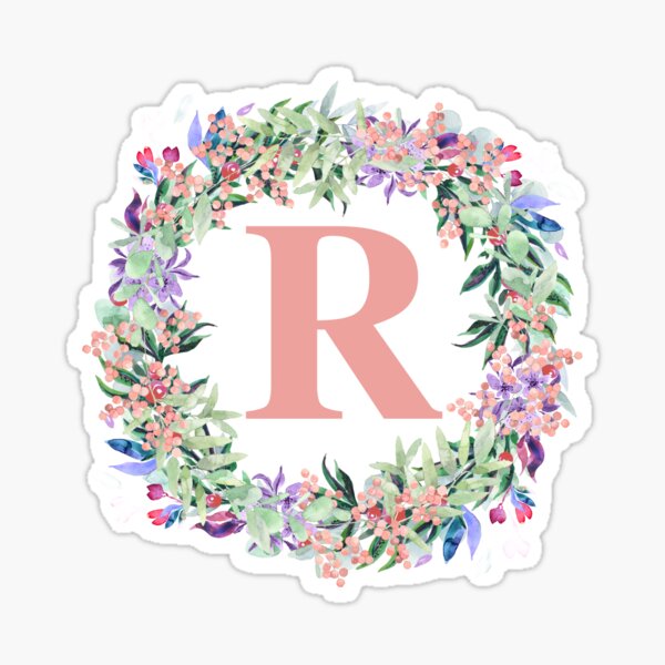 Pegatina «Letra R Floral - Letras del alfabeto con monograma floral ...