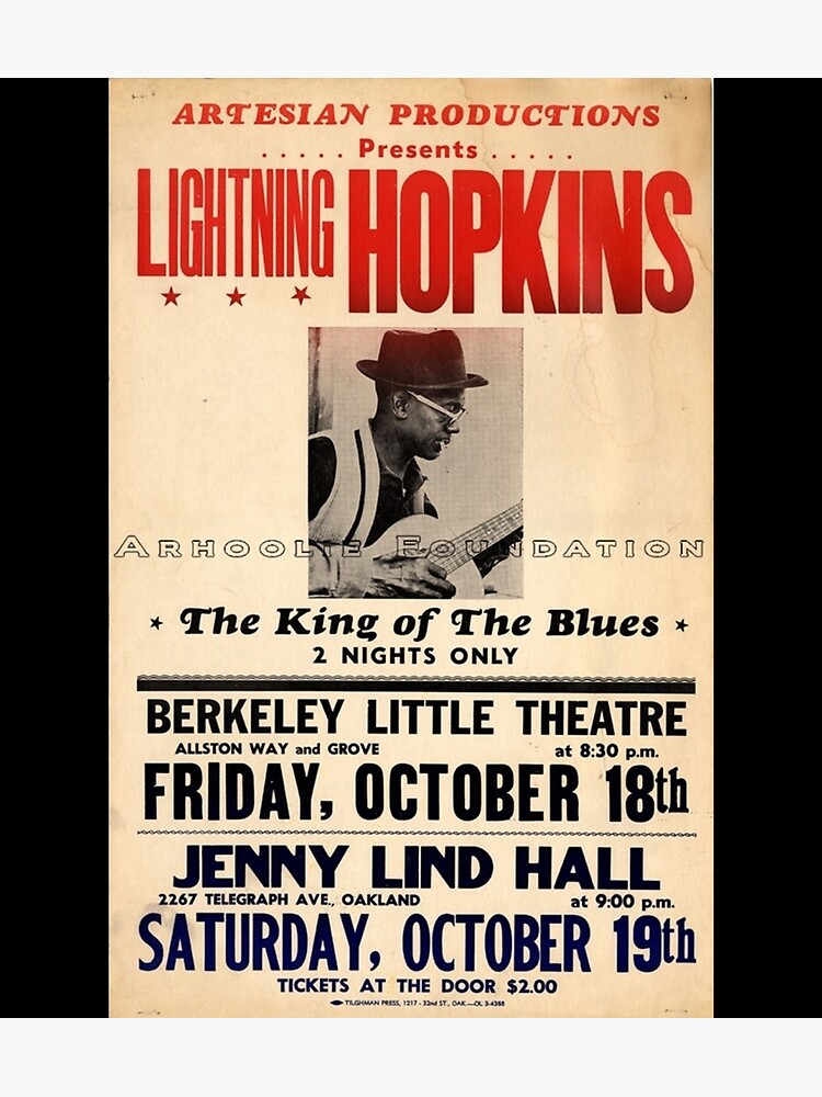 "Lightnin’ Hopkins Live Concert Poster Sticker" Poster for Sale by ...