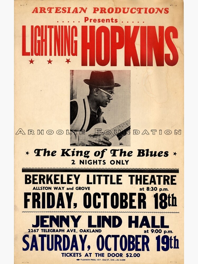 "Lightnin’ Hopkins Live Concert Poster Sticker" Sticker for Sale by ...