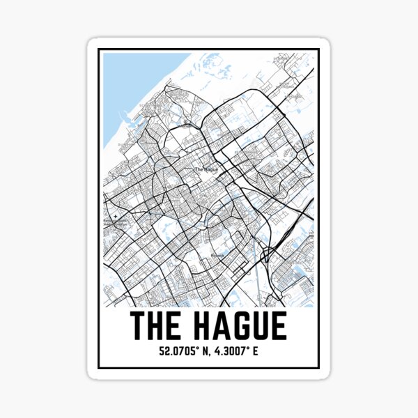 "Stad Den Haag zwart wit kaart met coördinaten" Sticker by ...