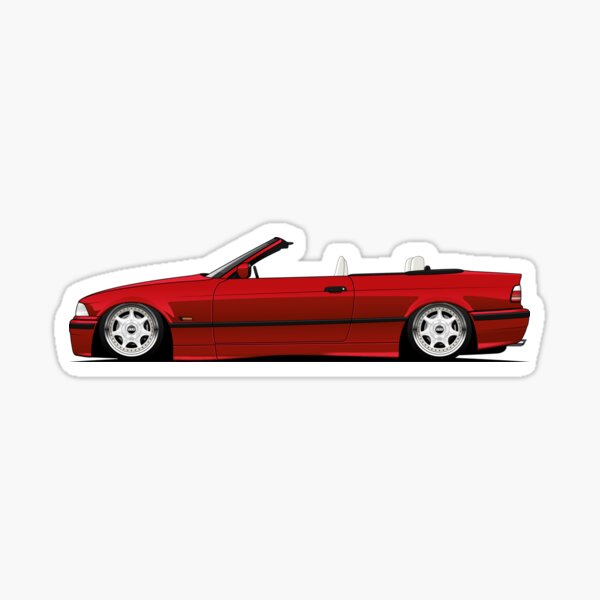 "Bimmer E36 Cab" Sticker by VinnyArtworks | Redbubble