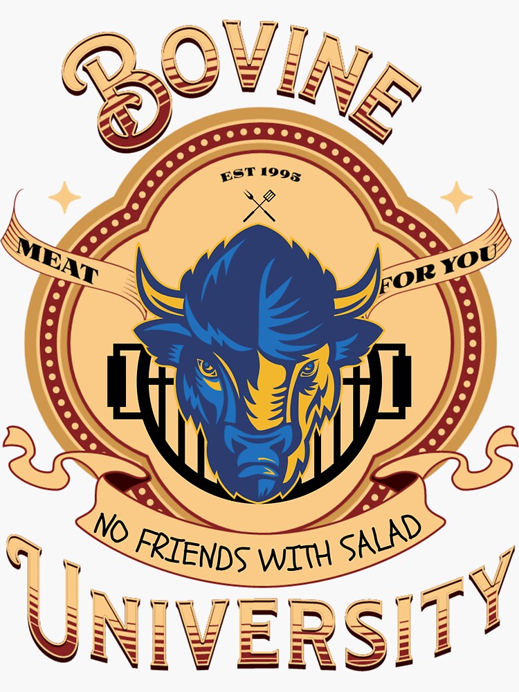"Bovine University" Sticker by AmineDsg | Redbubble