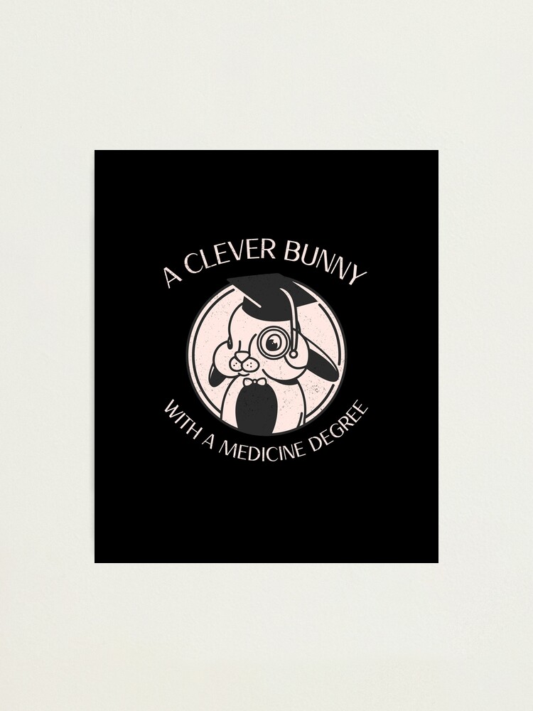 Lámina fotográfica «Conejo inteligente con un título en medicina ...