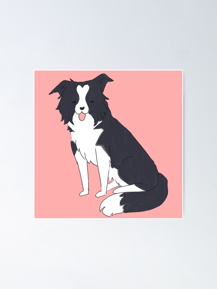 Poster « Illustration de dessin animé de chien adorable border collie ...