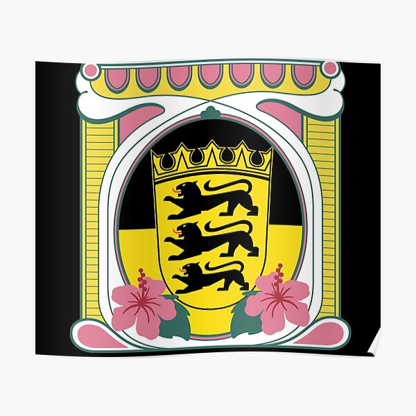 Póster «Bandera de estado de marco tropical de Baden-Württemberg con ...