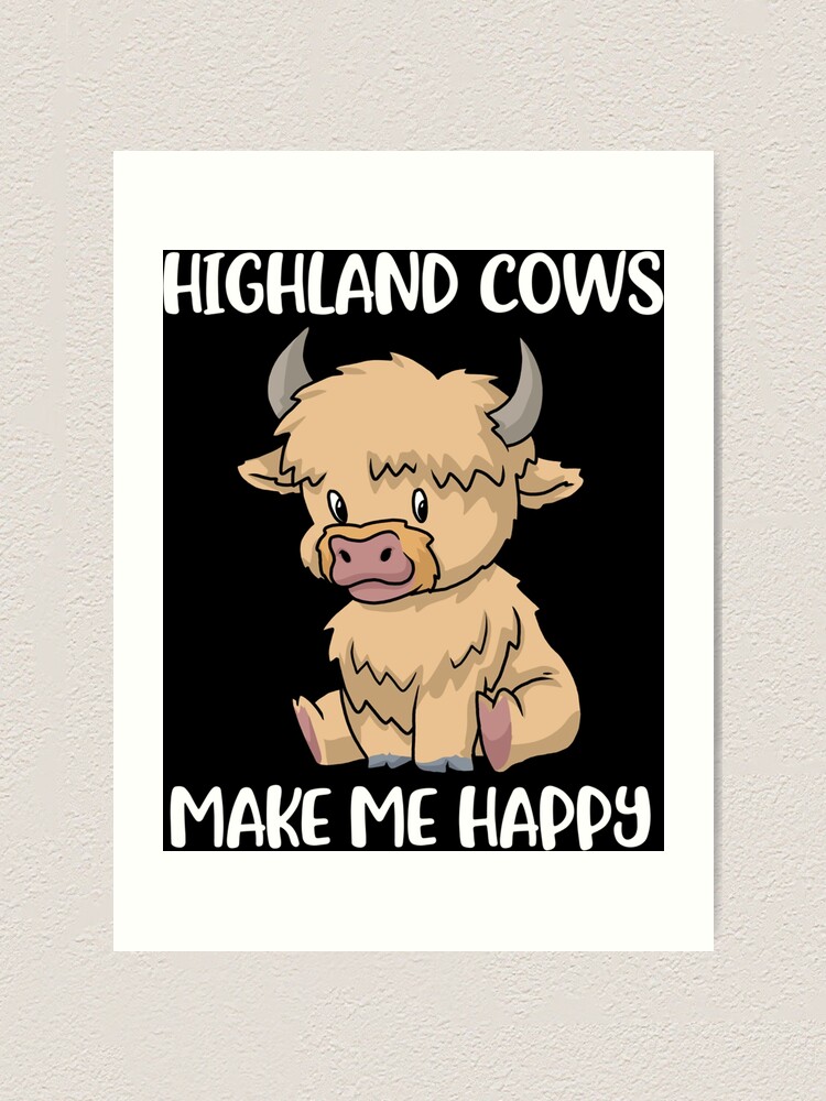 "Cute Highland Cow Spirit Animal Cow Messy Hair" Art Print for Sale by ...