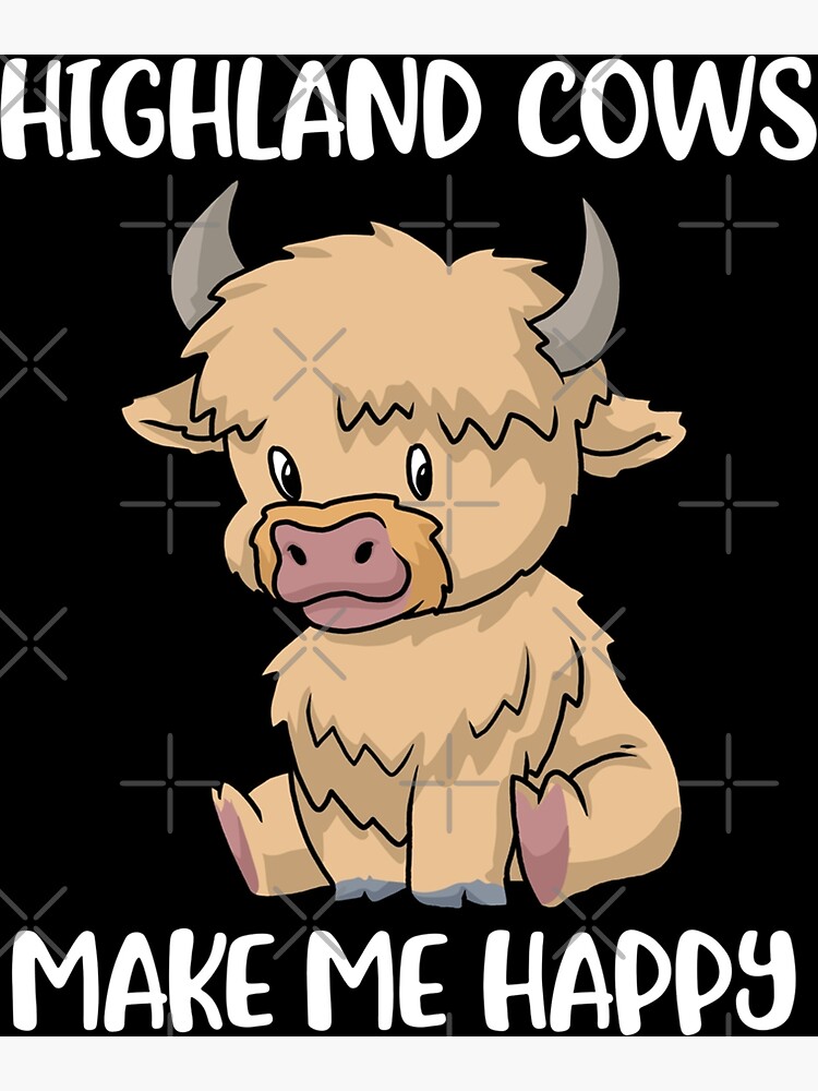 "Cute Highland Cow Spirit Animal Cow Messy Hair" Art Print for Sale by ...