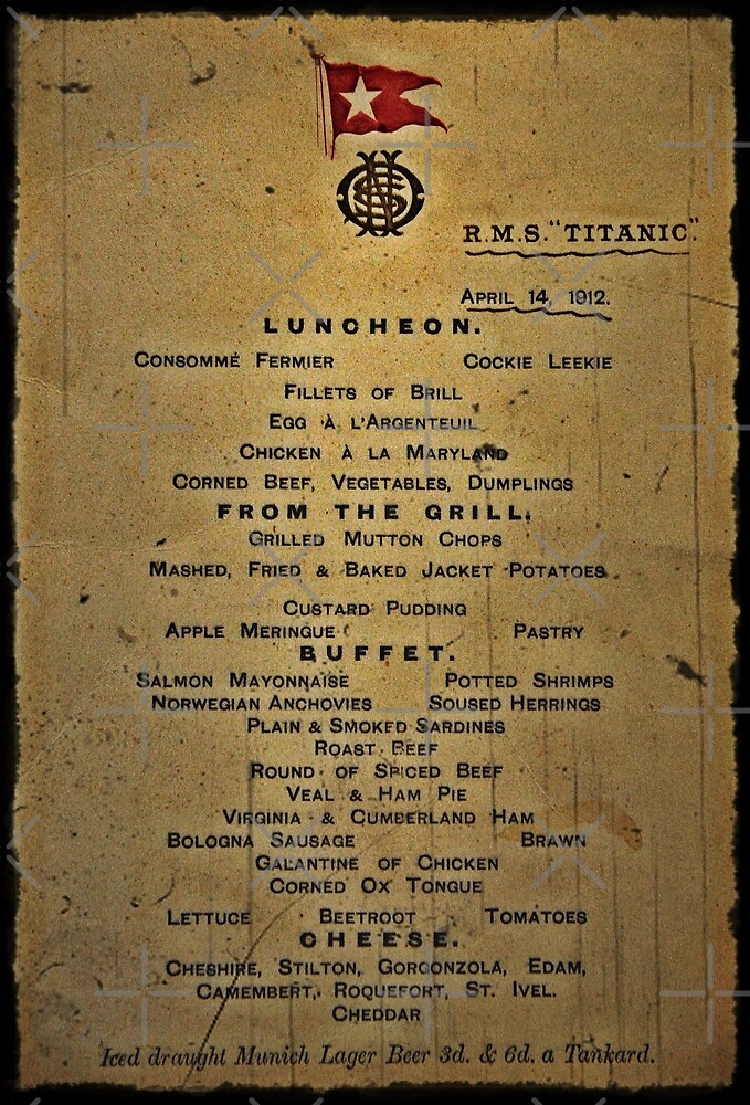 "Last Menu Titanic" by dianegaddis | Redbubble