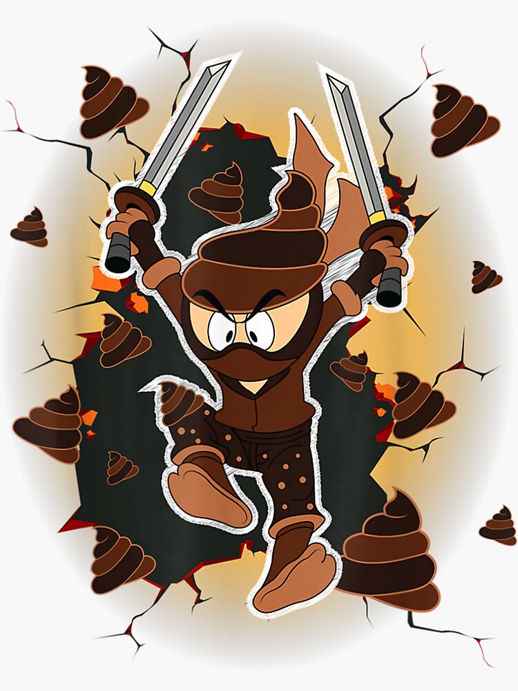 "Ninja Poop Smiley Samurai Sword Wearing Mask Halloween Gift " Sticker ...
