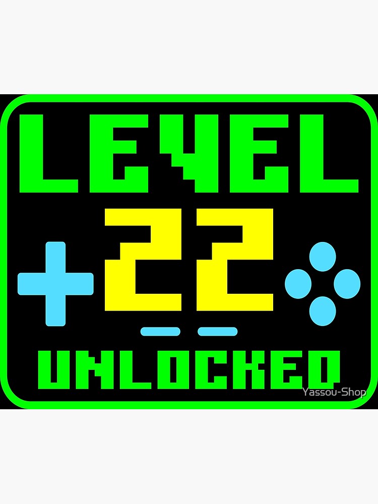 "Funny Gamer Quote, Gamer Birthday Level 22 unlocked,Cool Gamers saying ...