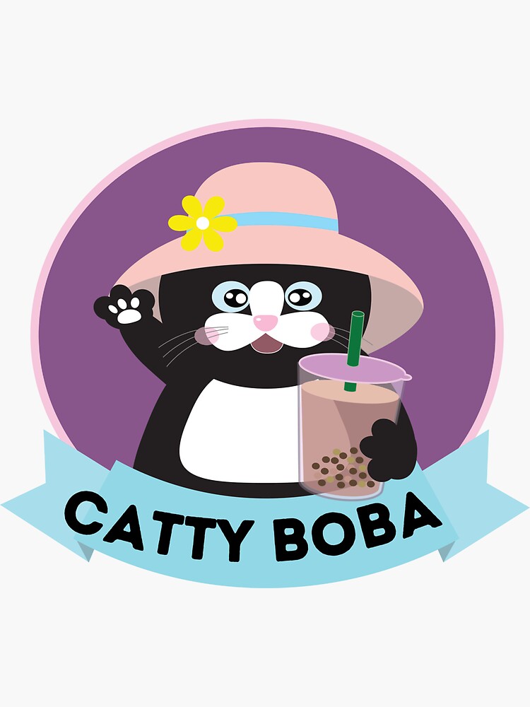"Copy of funny boba cat drinking boba cats drinking boba" Sticker by ...